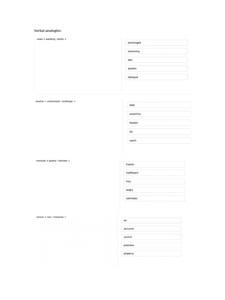 CAT4 E-F Verbal Analogies | PDF
