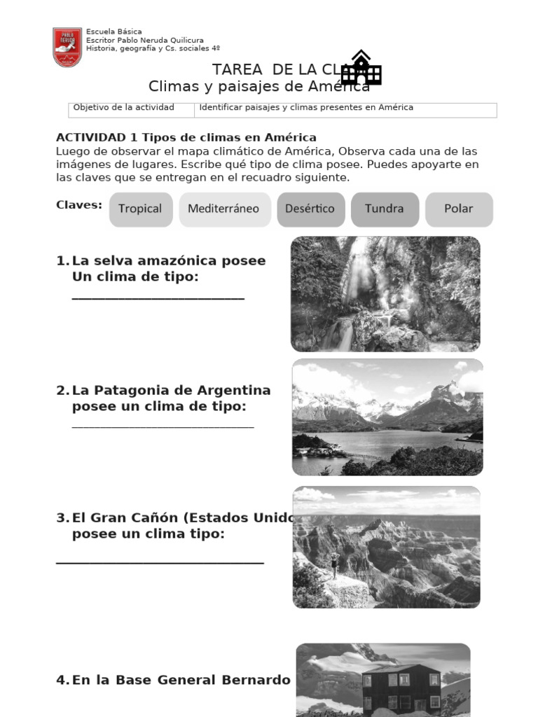 4º Tarea de La Clase - Climas y Paisajes de Americadocx | PDF | Minería ...