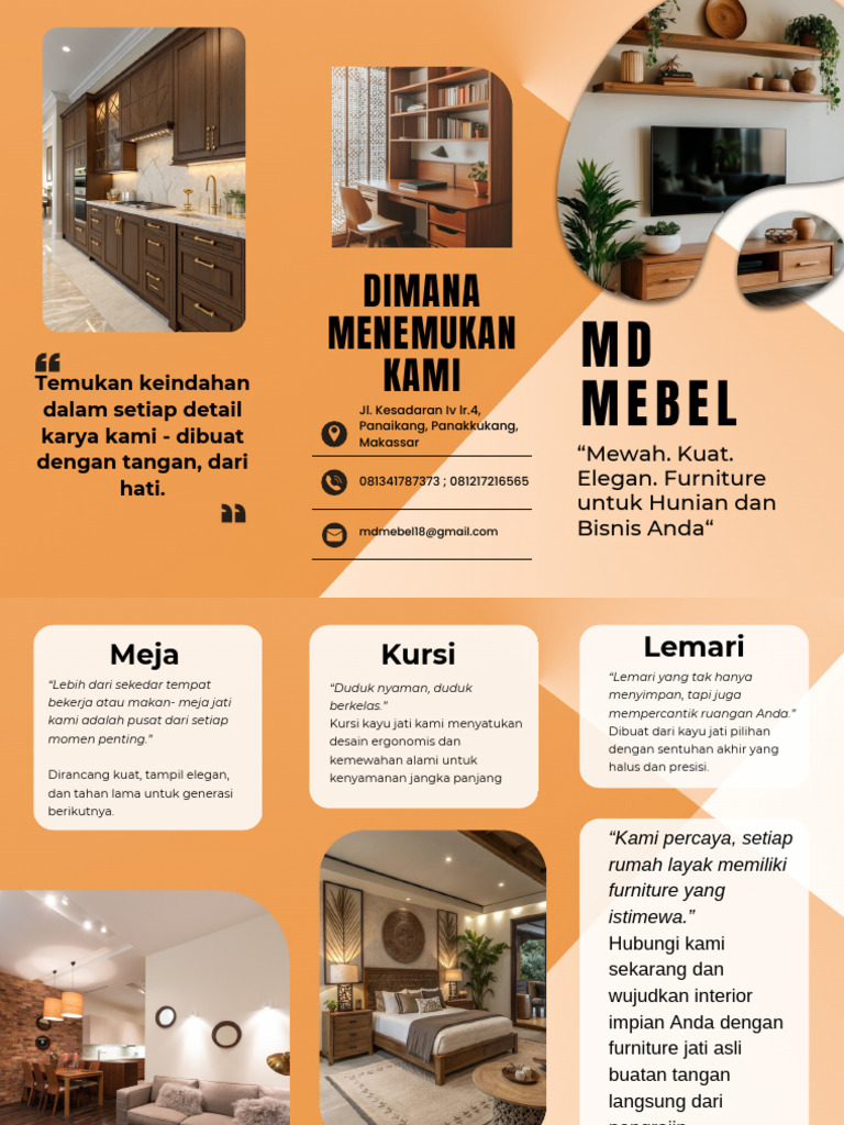 Krem Cokelat Minimalis Brosur Trifold Mebel Kayu PDF | PDF