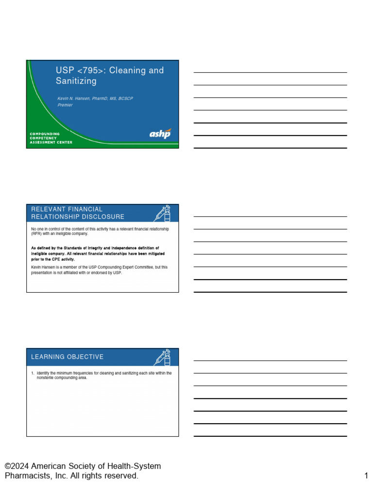 USP Cleaning Requirements Overview | PDF