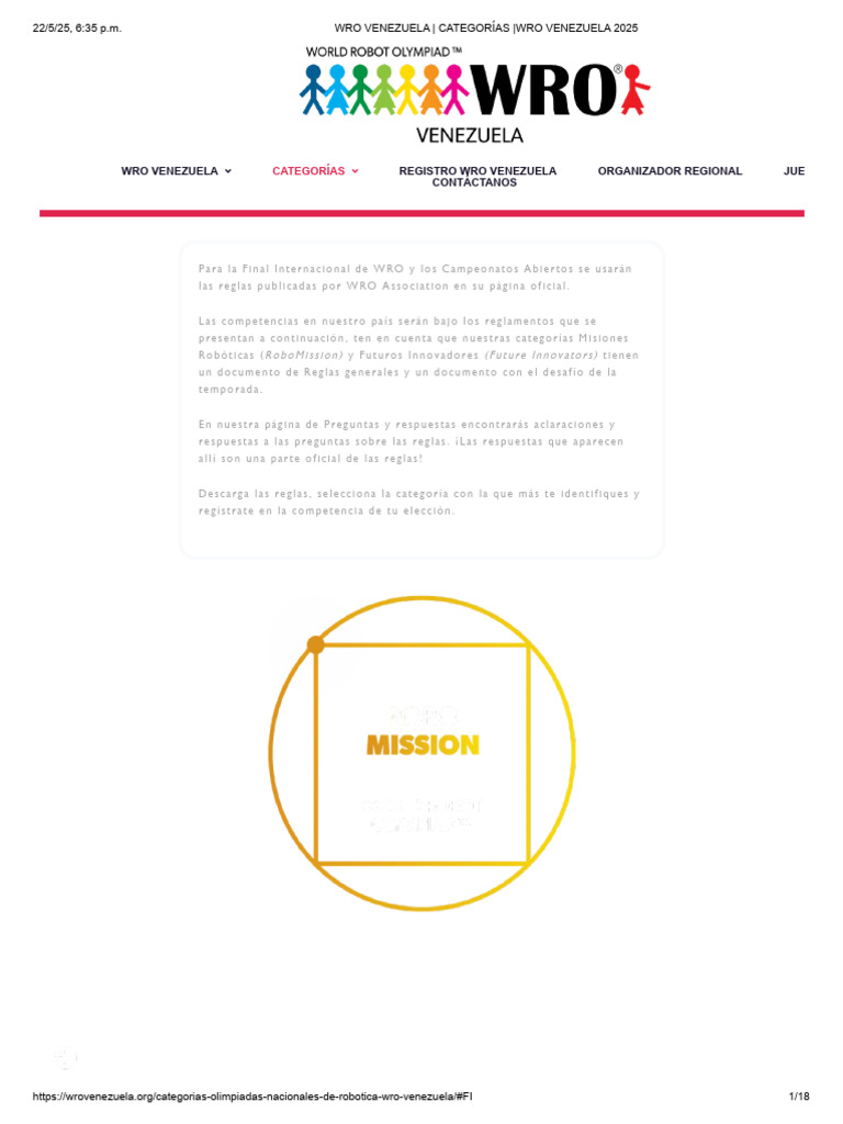 WRO Venezuela 2025: Categorías y Reglas | PDF | Robot | Robótica