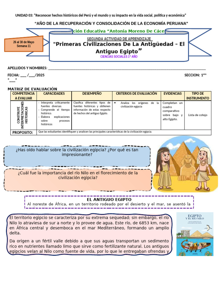 CCSS1 - Ficha 02 - U3 | PDF | Antiguo Egipto | Egipto