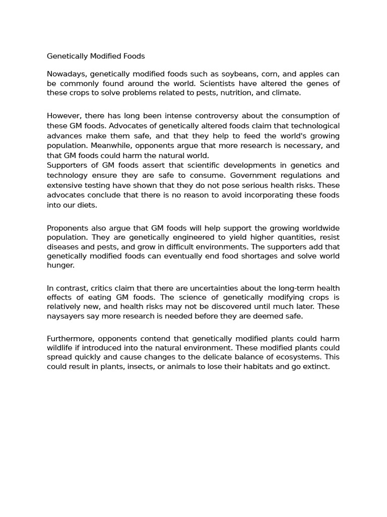 Genetically Modified Foods | PDF