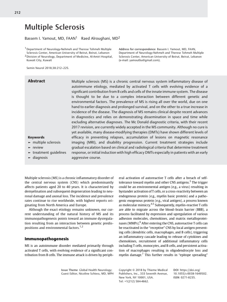 Raed Alroughani Et Al. - Multiple Sclerosis | PDF | Multiple Sclerosis | Human Diseases And ...