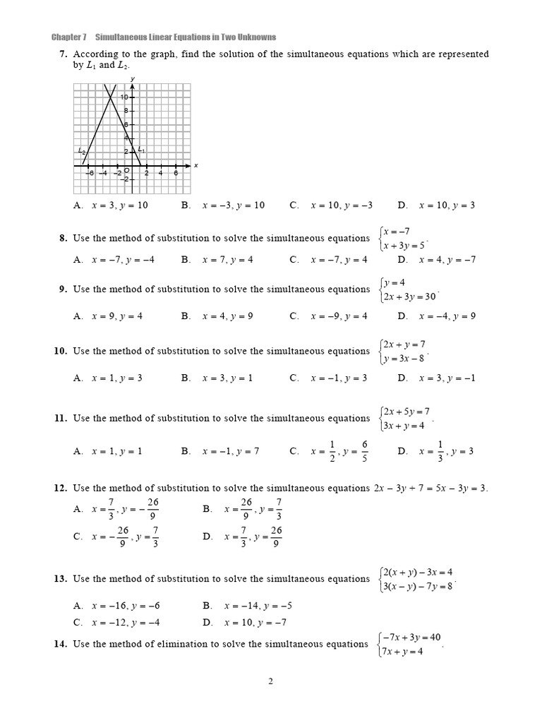 Solving Simultaneous Linear Equations | PDF | Equations | System Of ...