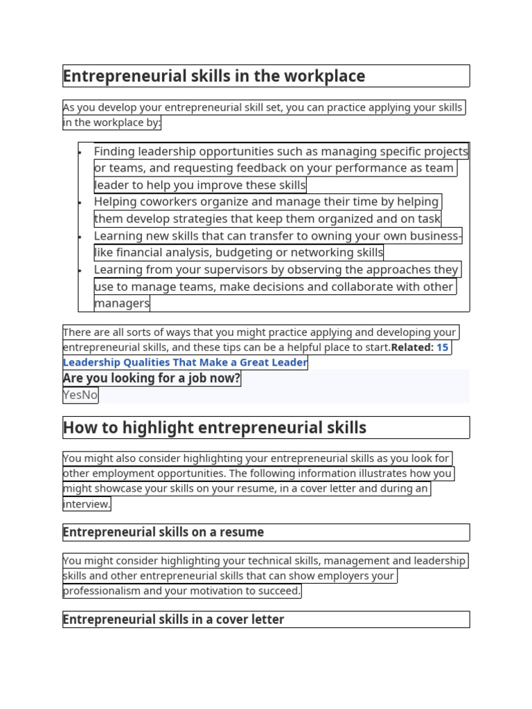 Essential Entrepreneurial Skills Overview | PDF | Entrepreneurship ...