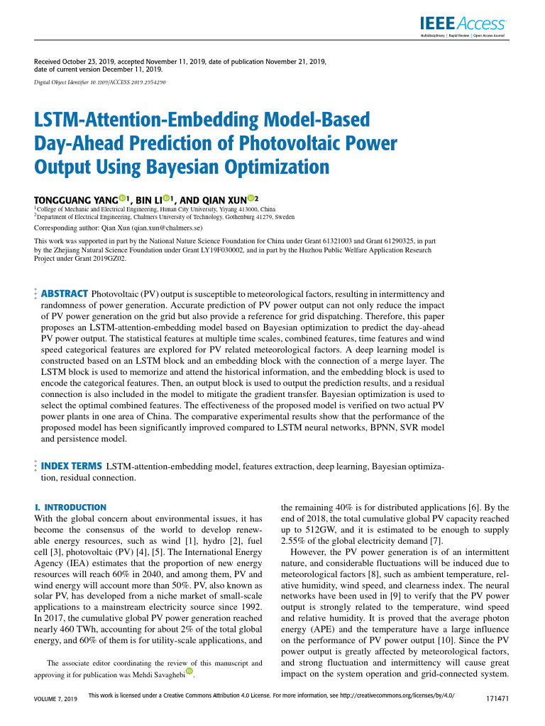 LSTM-Attention-Embedding Model-Based Day-Ahead Prediction of Photovoltaic Power Output Using ...