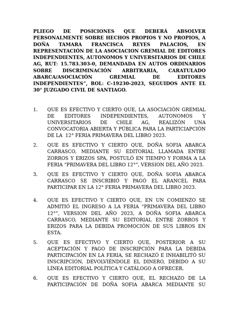 Pliego de Posiciones | PDF