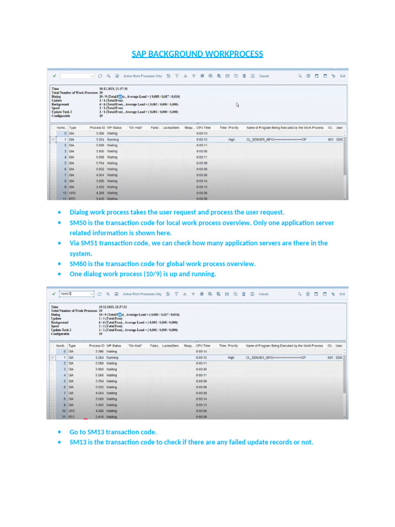 Sap Background Workprocess | PDF
