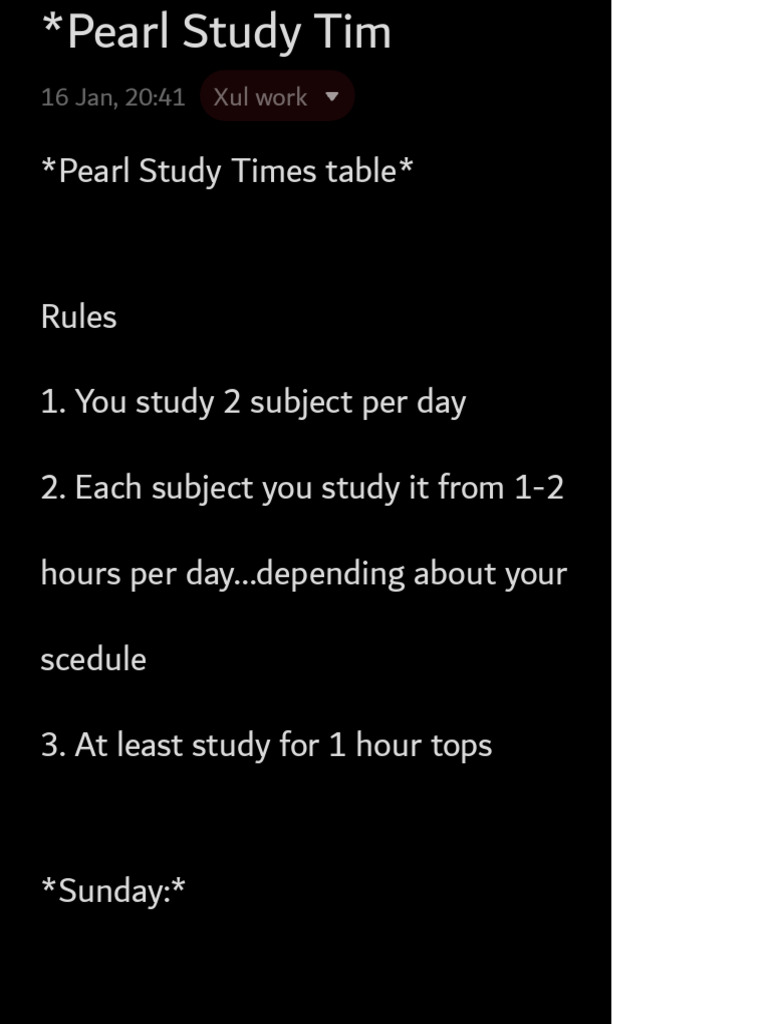 Pearl?'s Study Time Table | PDF