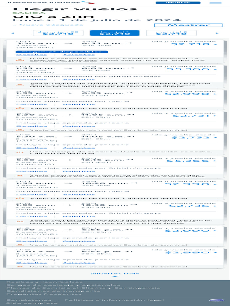 Vuelo 1 - Elegir Vuelos - American Airlines | PDF | Aviación Civil | aerolíneas