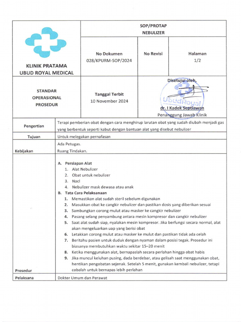 SOP Nebulizer | PDF