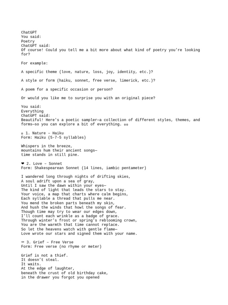 Poetry Styles and Themes Exploration | PDF | Poetry | Intimate ...