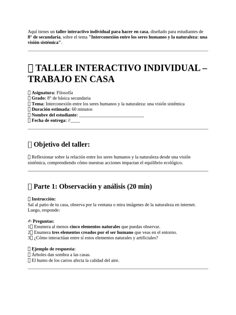 Aquí Tienes Un Taller Interactivo Individual para Hacer en Casa | PDF ...
