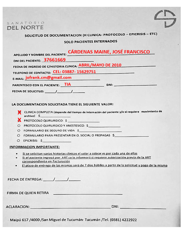 Formulario Historia Clinica | PDF