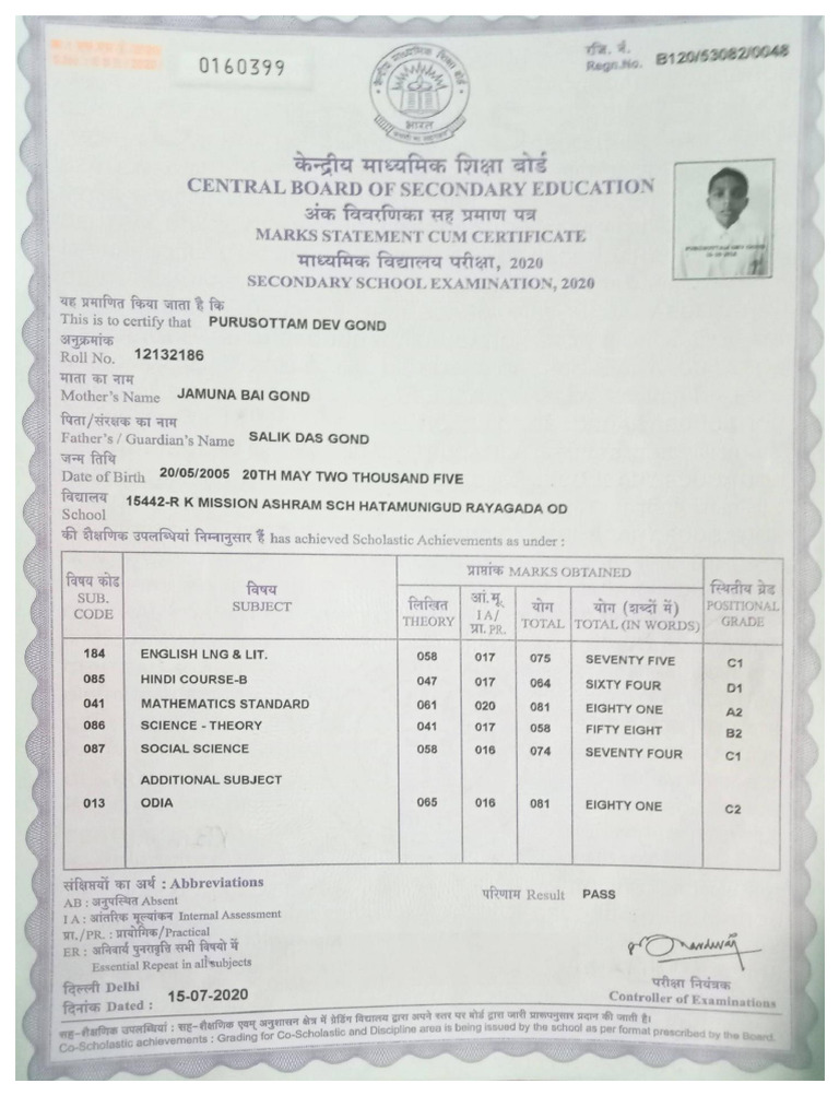 Matric Certificate | PDF