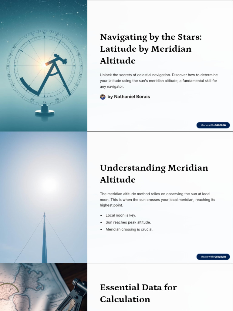 Navigating by The Stars Latitude by Meridian Altitude | PDF ...