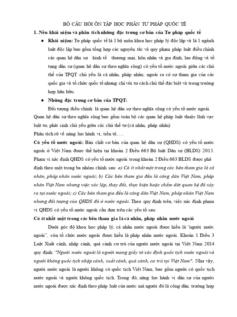 CÂU HỎI ÔN TẬP TPQT | PDF