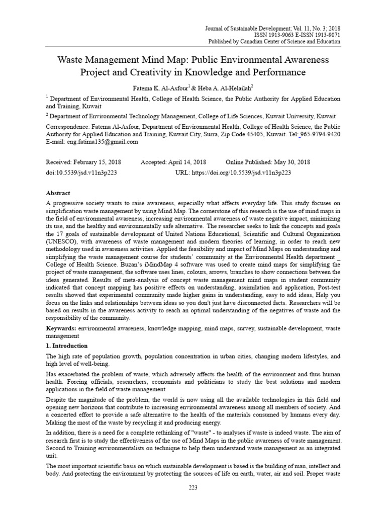 Waste Management Mind Map Public Environmental Awa | PDF ...