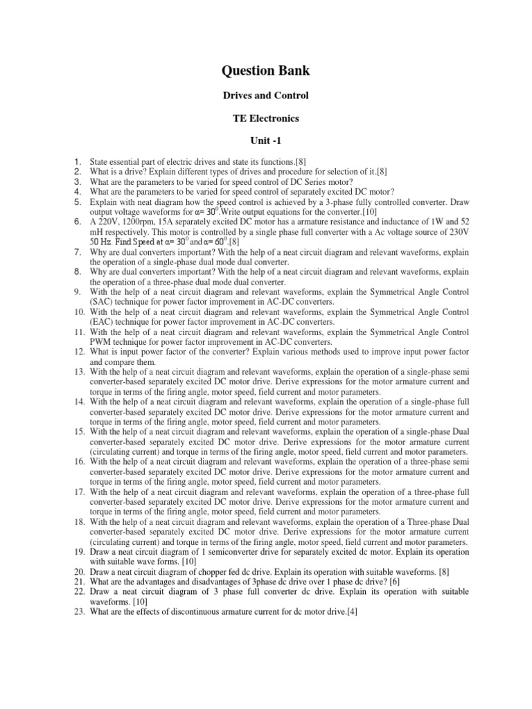 Question Bank | Download Free PDF | Electric Motor | Power Electronics