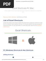 222 Excel Keyboard Shortcuts For PC and Mac - Exceljet | PDF | Control Key | Microsoft Excel