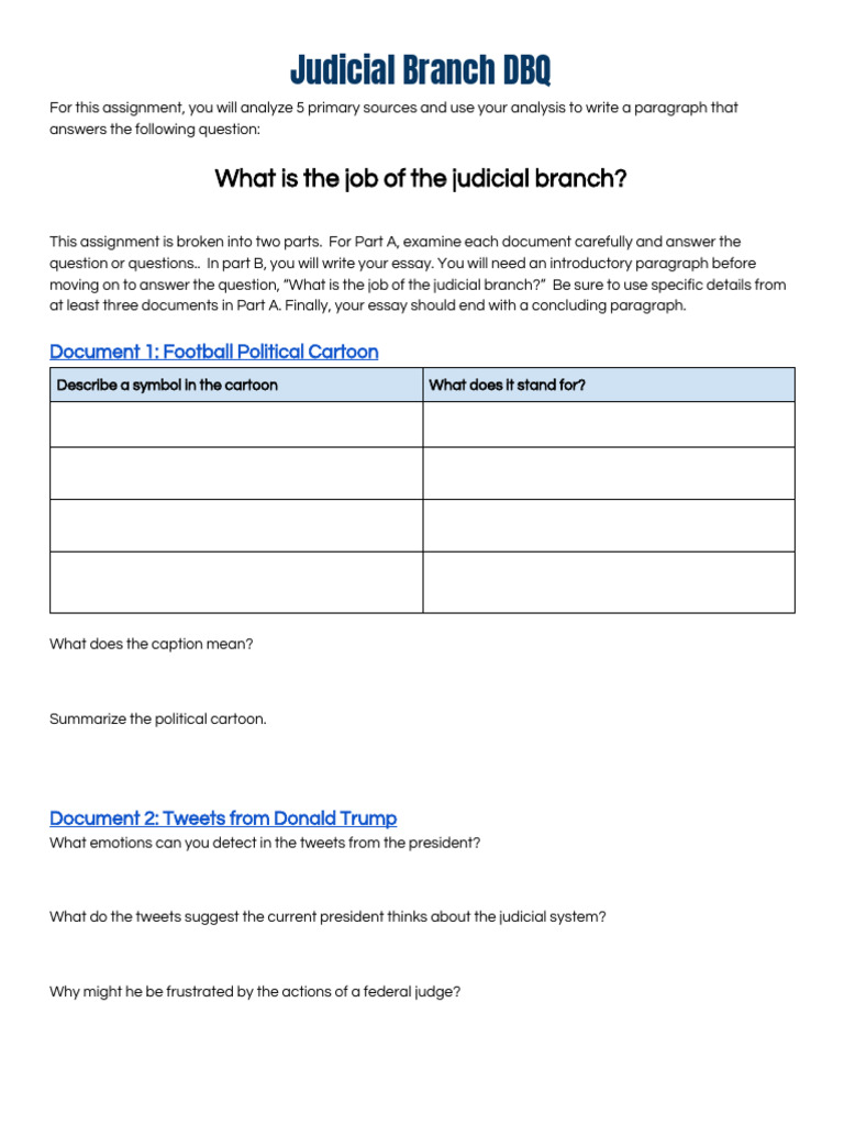 Judicial Branch DBQ Project | PDF | Separation Of Powers | Political Law