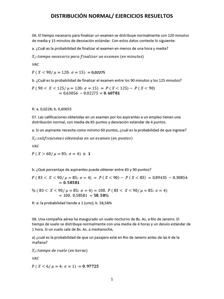 DISTRIBUCION NORMAL- EJERCICIOS RESUELTOS- 23 y 24 | PDF | Desviación Estándar | Distribución normal