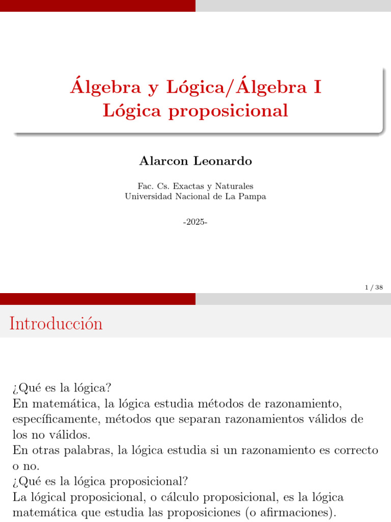 Lógica Proposicional en Álgebra I | PDF | Proposición | Lógica