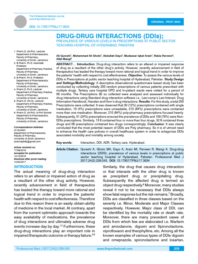 Drug Drug Interactions Ddis | PDF | Medical Prescription | Pharmacy