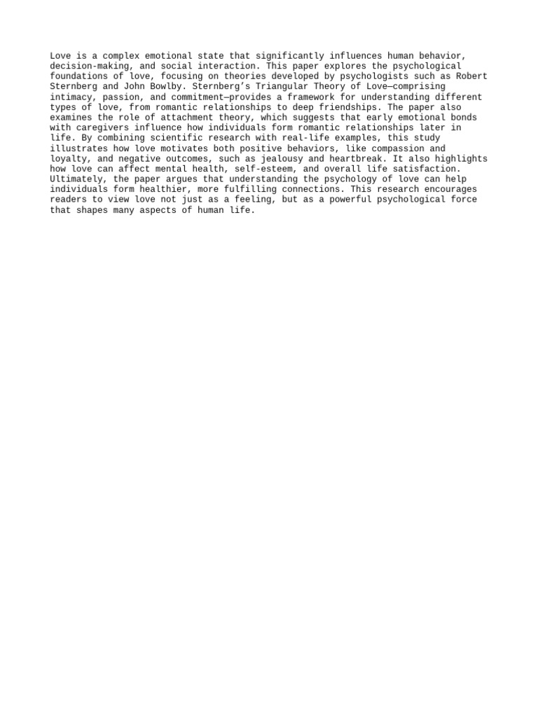 Understanding the Psychology of Love | PDF