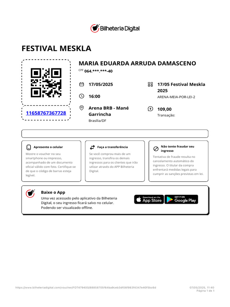 Ingresso Meskla M Eduarda | PDF