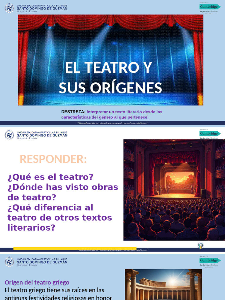 Semana 3. El Teatro y Sus Orígenes. Lengua | PDF
