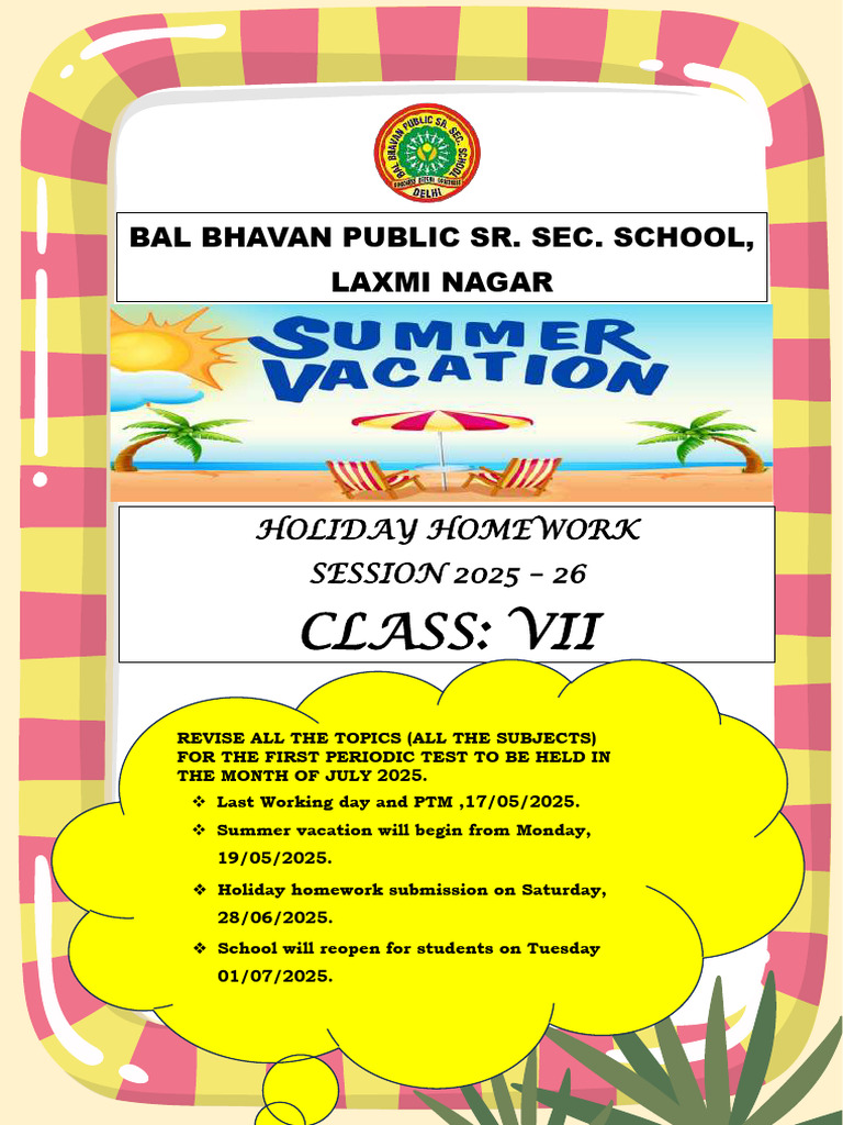 Class 7TH Holiday Homework | PDF | Bit