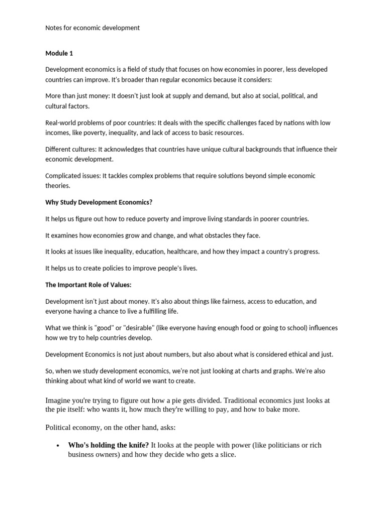 Notes of Economic Development Module 1 | PDF | Economics | Taxes