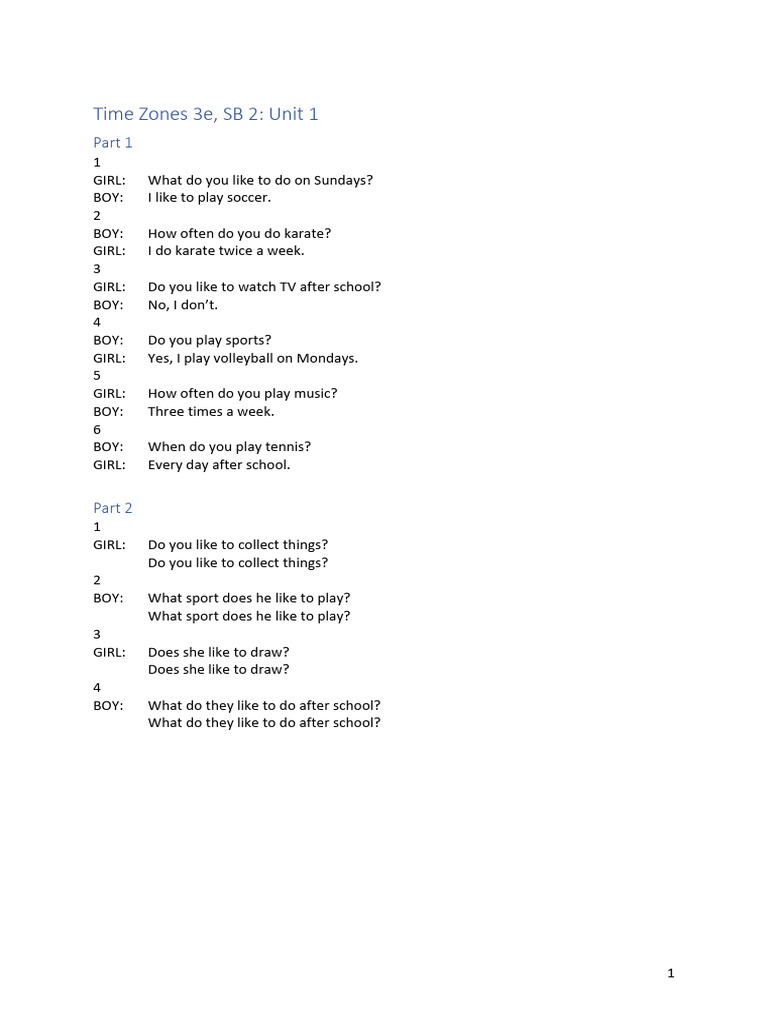 TZ3e L2 Assessment AudioScript AllUnits | PDF