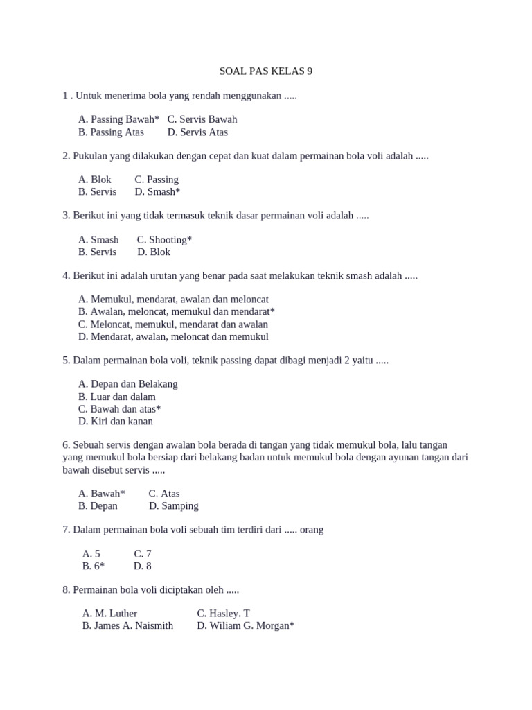Soal Pas Kelas 9 (Semester 1 2024) | PDF
