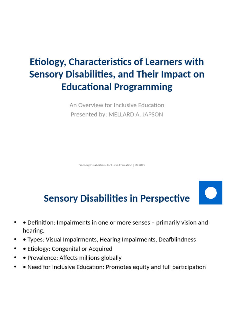 Sensory Disabilities in Education Overview | PDF | Hearing Loss ...