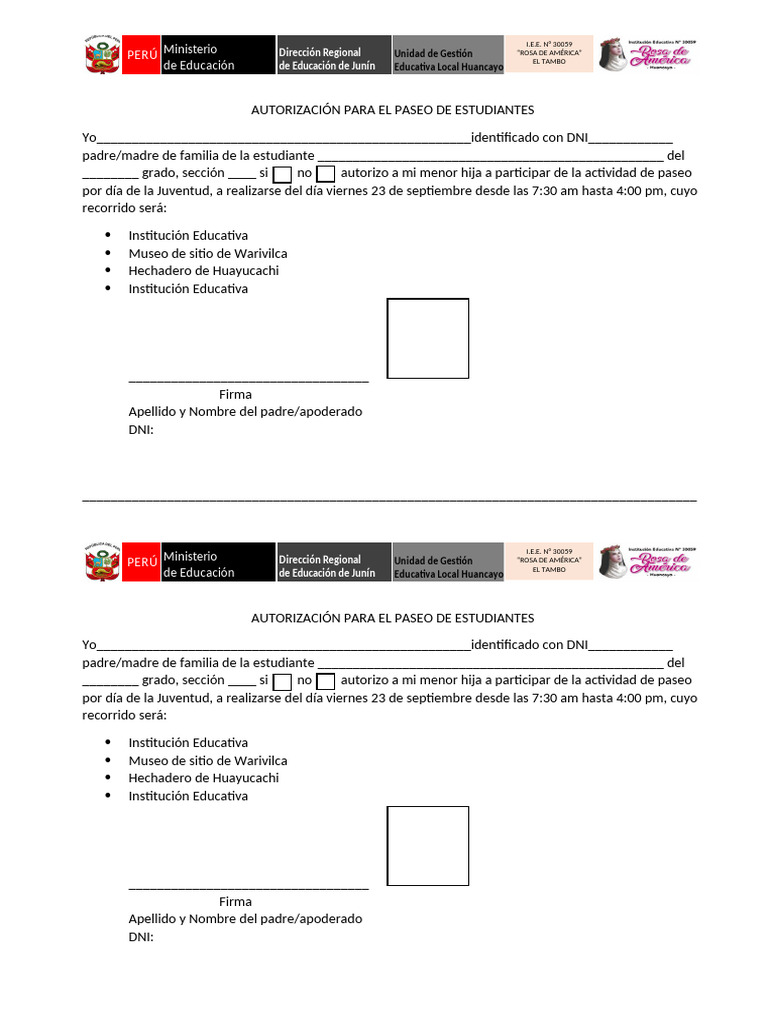 Autorización Paseo | PDF