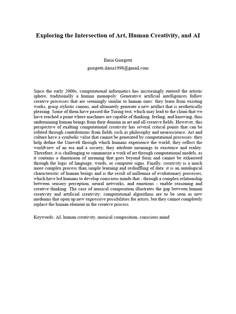 Giorgetti - Exploring The Intersection of Art Human Creativity and AI ...