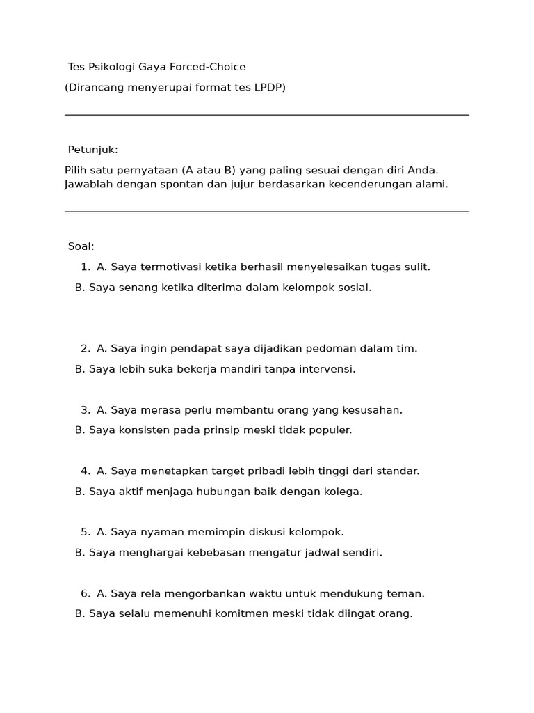 Tes Gaya Sosial: Metode Forced-Choice | PDF