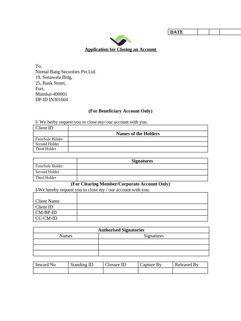 Account Closing Form NSDL | PDF