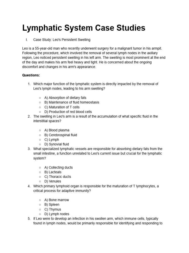 Lymphatic System Case Studies | PDF | Lymphatic System | Immune System
