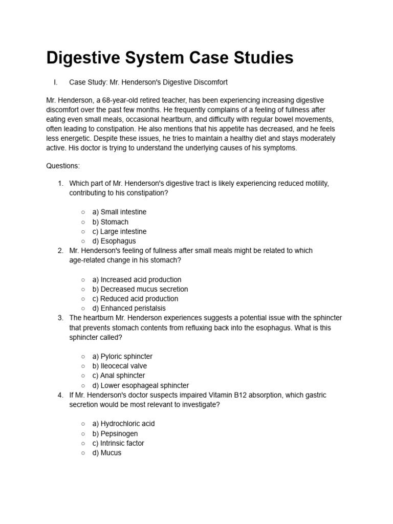 Digestive Disease Case Studies Analysis | PDF | Human Digestive System ...