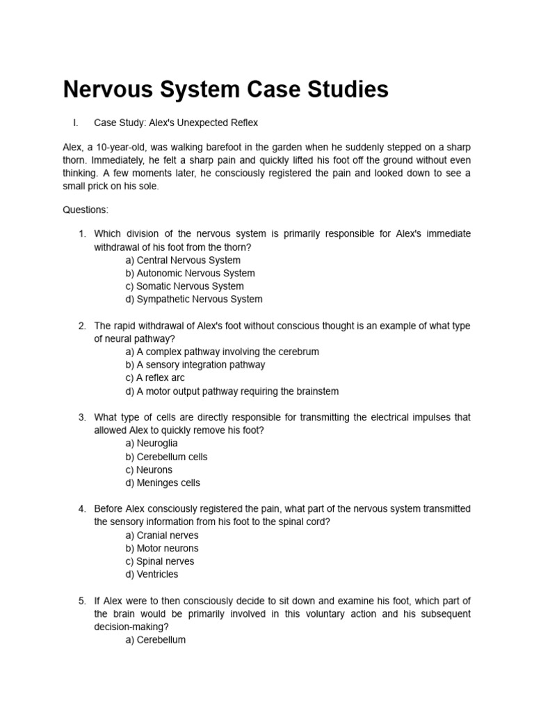 Nervous System Case Studies | PDF | Nervous System | Central Nervous System