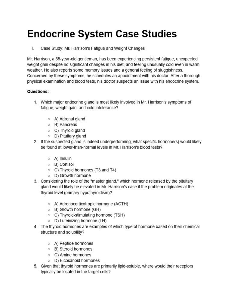 Endocrine System Case Studies | PDF | Hormone | Endocrine System