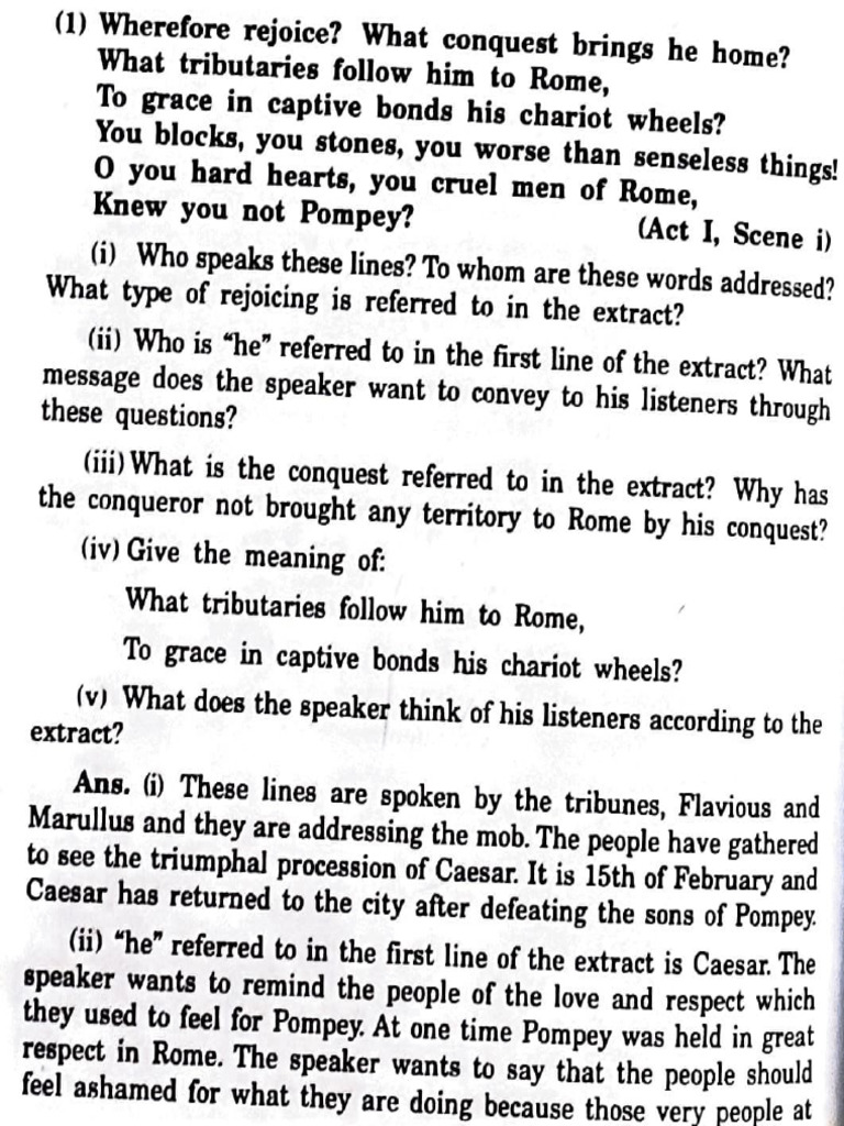 Key Questions on Julius Caesar Act 1 | PDF