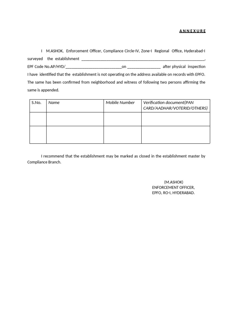 Closure Report Annexure | PDF