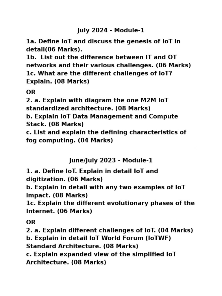 Question Paper All Modules | PDF | Internet Of Things | Internet Protocols