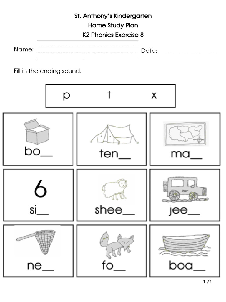 K 2 Phonics Exercise 8 | PDF