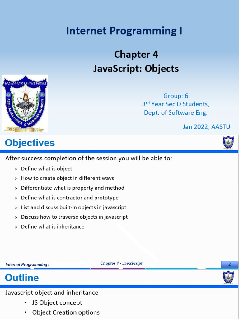 CH 4 - Working With JS Object | PDF | Java Script | Programming